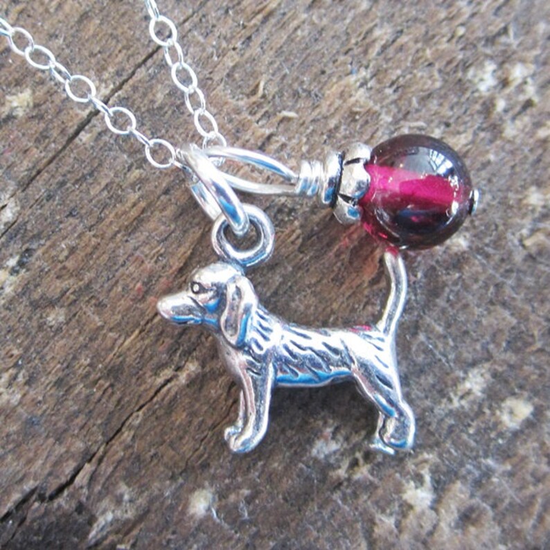 Beagle Glass Bead Sterling Silver Necklace Beagle Charm - Etsy