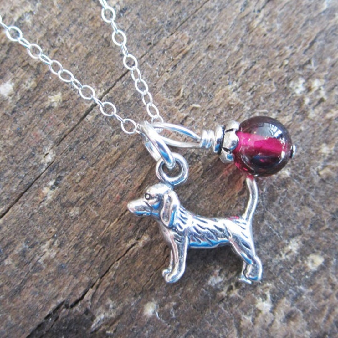 Beagle Glass Bead Sterling Silver Necklace Beagle Charm - Etsy