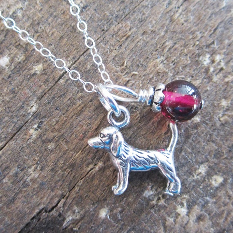 Beagle Glass Bead Sterling Silver Necklace Beagle Charm - Etsy