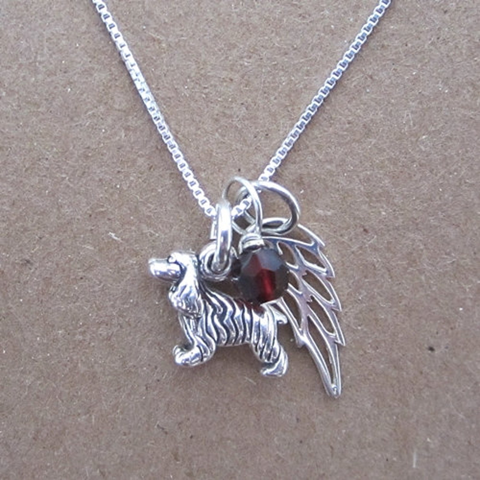 Cocker Spaniel Mini Angel Wing Sterling Silver Necklace - Etsy