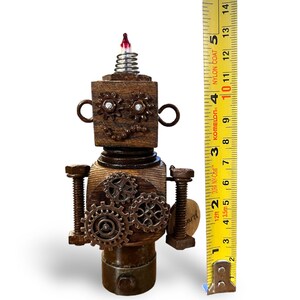Handmade Wood and Metal Small Robot Figurine / Handmade Mini Robot ...