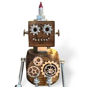 Handmade Wood and Metal Small Robot Figure / Handmade Mini Robot ...