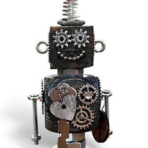 Handmade Wood and Metal Small Robot Figure / Hand Made Mini Robot ...