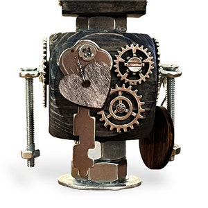 Handmade Wood and Metal Small Robot Figure / Hand Made Mini Robot ...