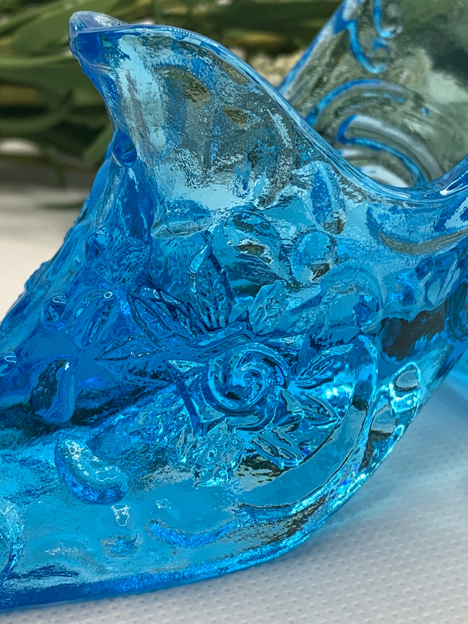 Vintage Sky Blue Glass Elf Shoe / Blue Glass Slipper / Vintage - Etsy