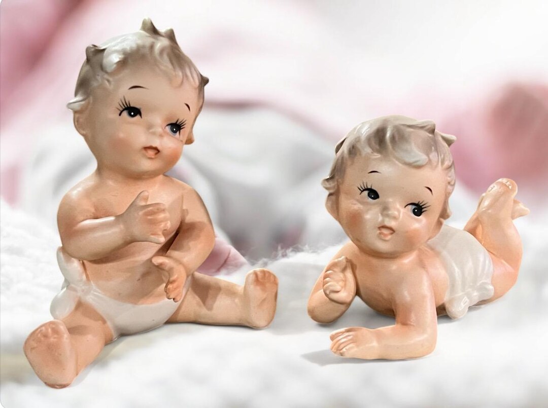 Set of 2 Inarco 1961 Ceramic Baby Figurines / Vintage Inarco Piano Baby ...