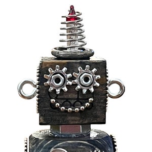 Handmade Wood and Metal Small Robot Figure / Hand Made Mini Robot ...