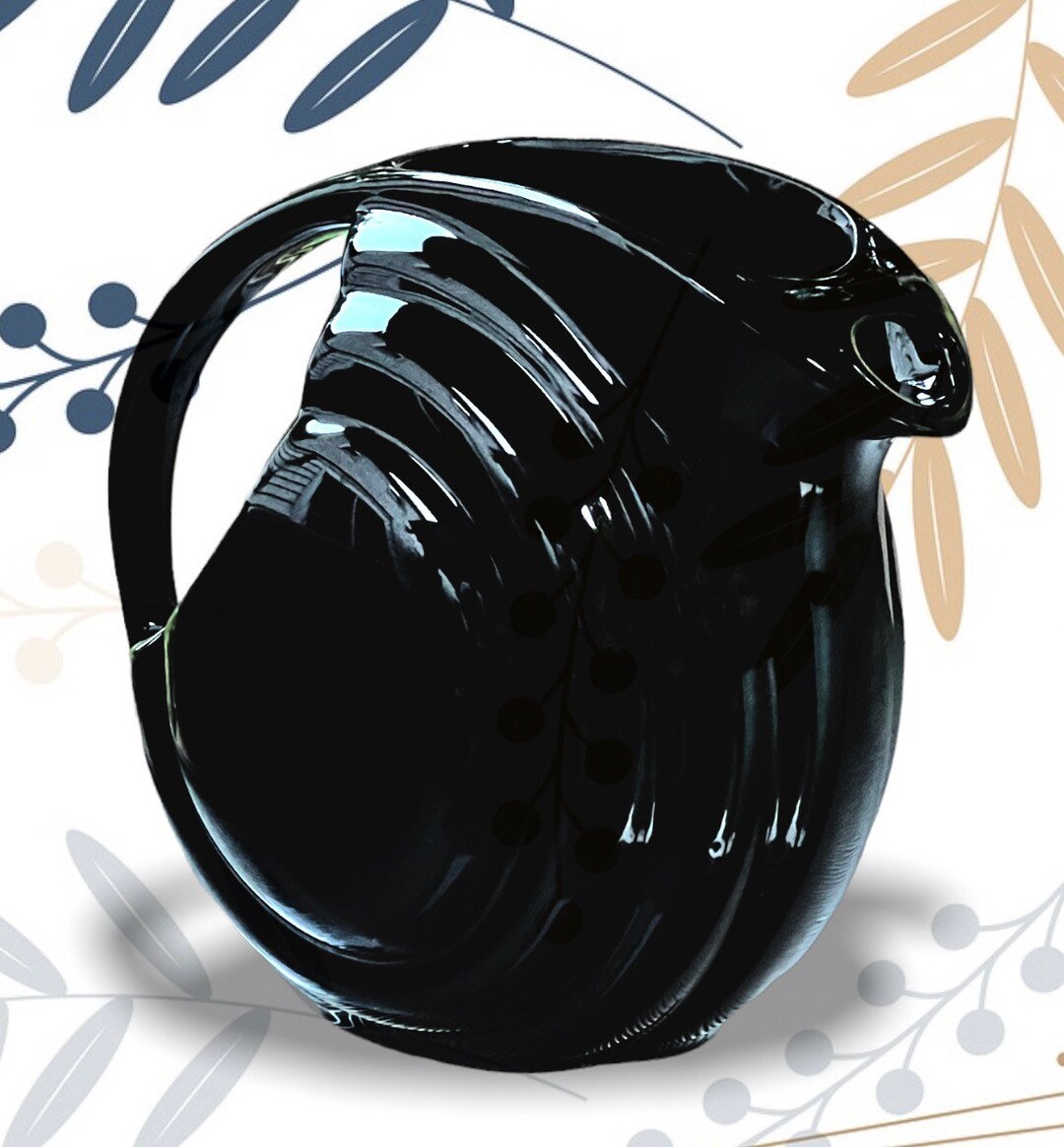 Black Ceramic Disk Pitcher/ Retro Black Ceramic Disc Design Pitcher ...