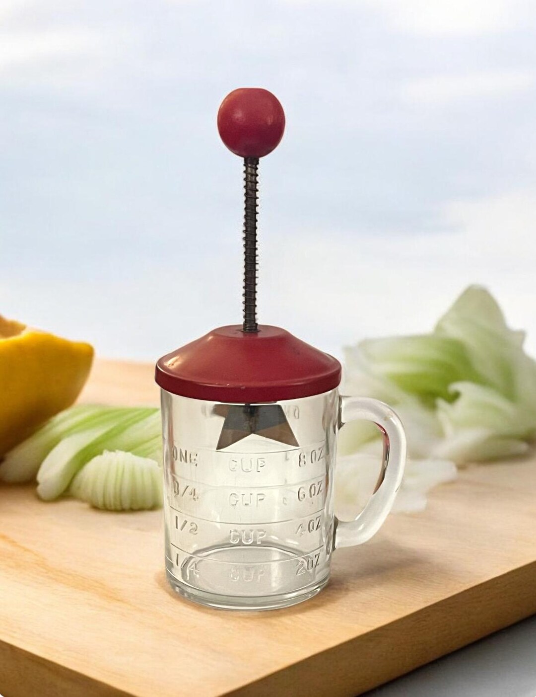 Vintage Hazel Atlas Glass Metal Hand Chopper / Slap Chopper / Vintage ...