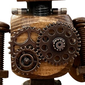 Handmade Wood and Metal Small Robot Figurine / Handmade Mini Robot ...
