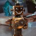 Handmade Wood and Metal Small Robot Figurine / Handmade Mini Robot ...