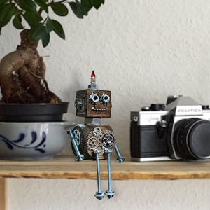Handmade Wood and Metal Small Robot Figure / Handmade Mini Robot ...