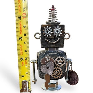 Handmade Wood and Metal Small Robot Figure / Hand Made Mini Robot ...