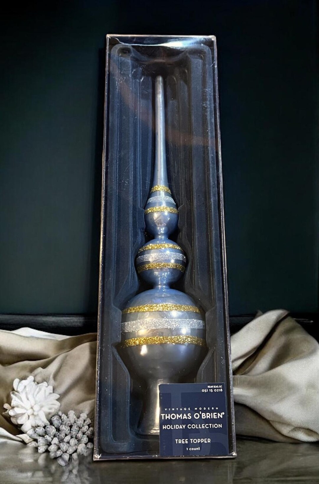 Thomas Obrien Finial Silver Gray Glass 12 Tree Topper / Tall Silver ...