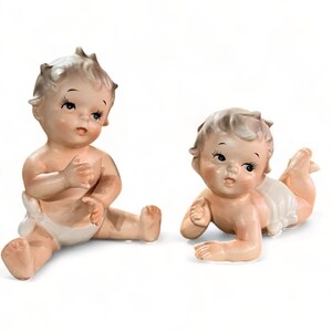 Set of 2 Inarco 1961 Ceramic Baby Figurines / Vintage Inarco Piano Baby ...