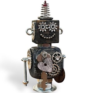 Handmade Wood and Metal Small Robot Figure / Hand Made Mini Robot ...