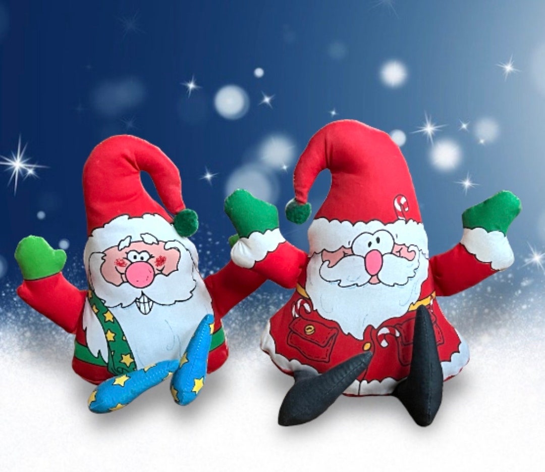 Vintage Set Christmas Stuffed Sitting Santa Claus Figures / Vintage ...