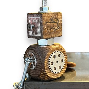 Handmade Wood and Metal Small Robot Figure / Handmade Mini Robot ...