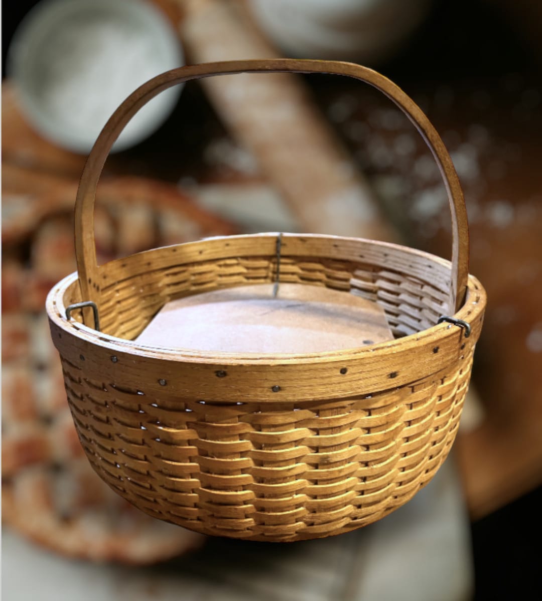 Vintage B.G. Higgins Chester MA Wood Pie Carrier Basket With Riser ...