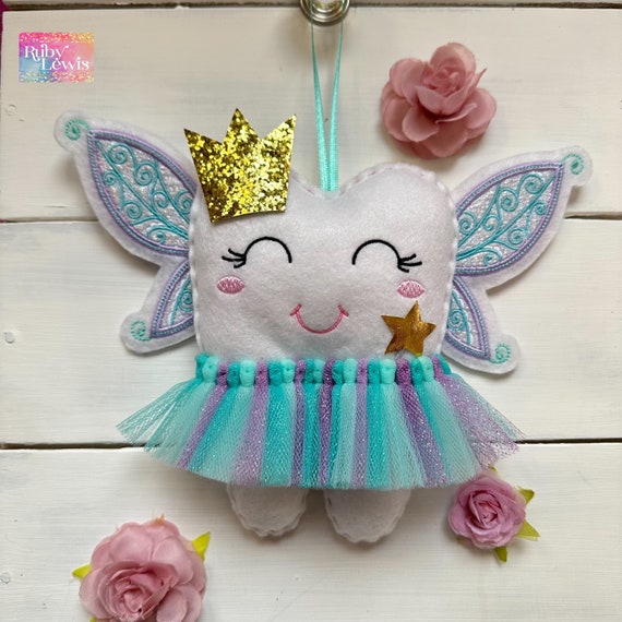 Personalized Childrens Mermaid Angel Fairy Wings Tutu Tooth Fairy Pillow With Glitter Crown and Wand Etsy
