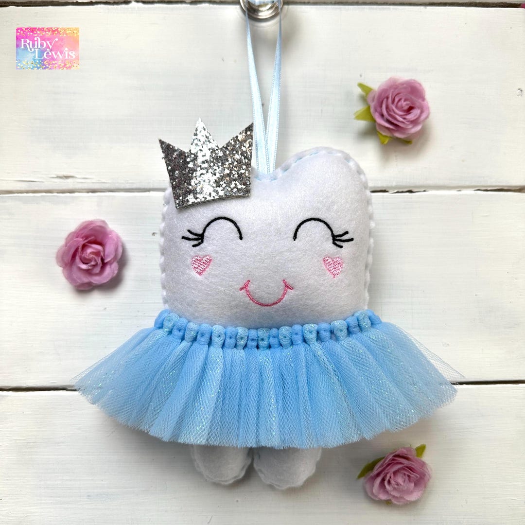 Personalized Tutu Tooth Fairy Pillow With Glitter Crown or Bow and ...