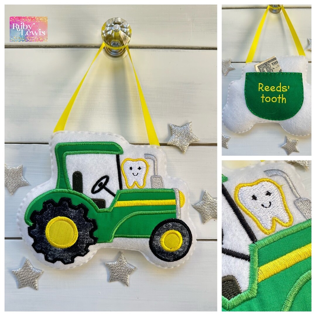 NEW Personalized, Farm Tractor Tooth Fairy Pillow With Money Pocket ...