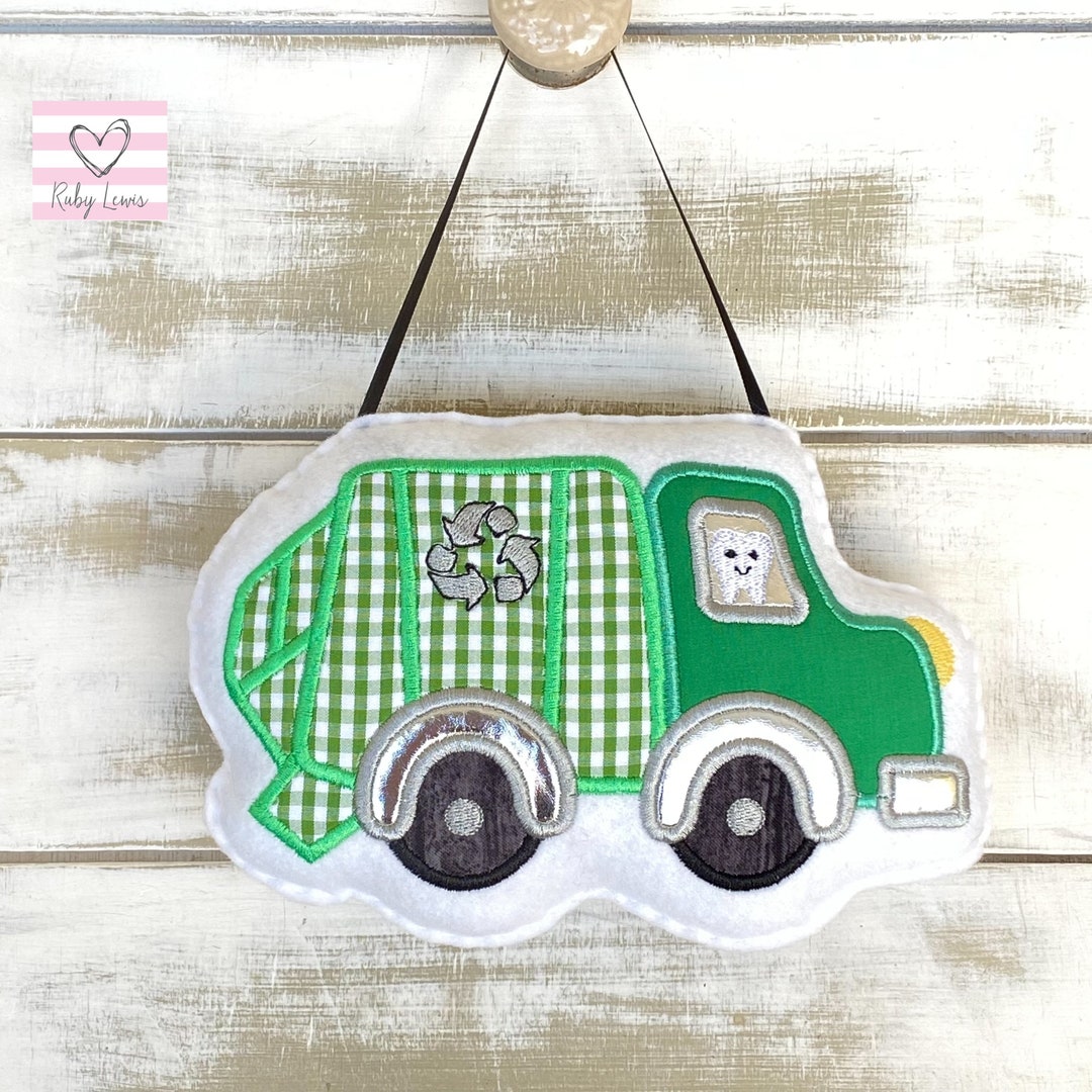 Personalized, Recycling Garbage Truck Tooth Fairy Pillow With Money ...