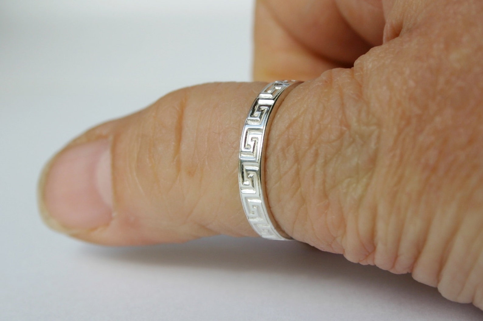 Sterling Silver Greek Key Pattern Spinner Ring, Thumb Ring, Silver ...