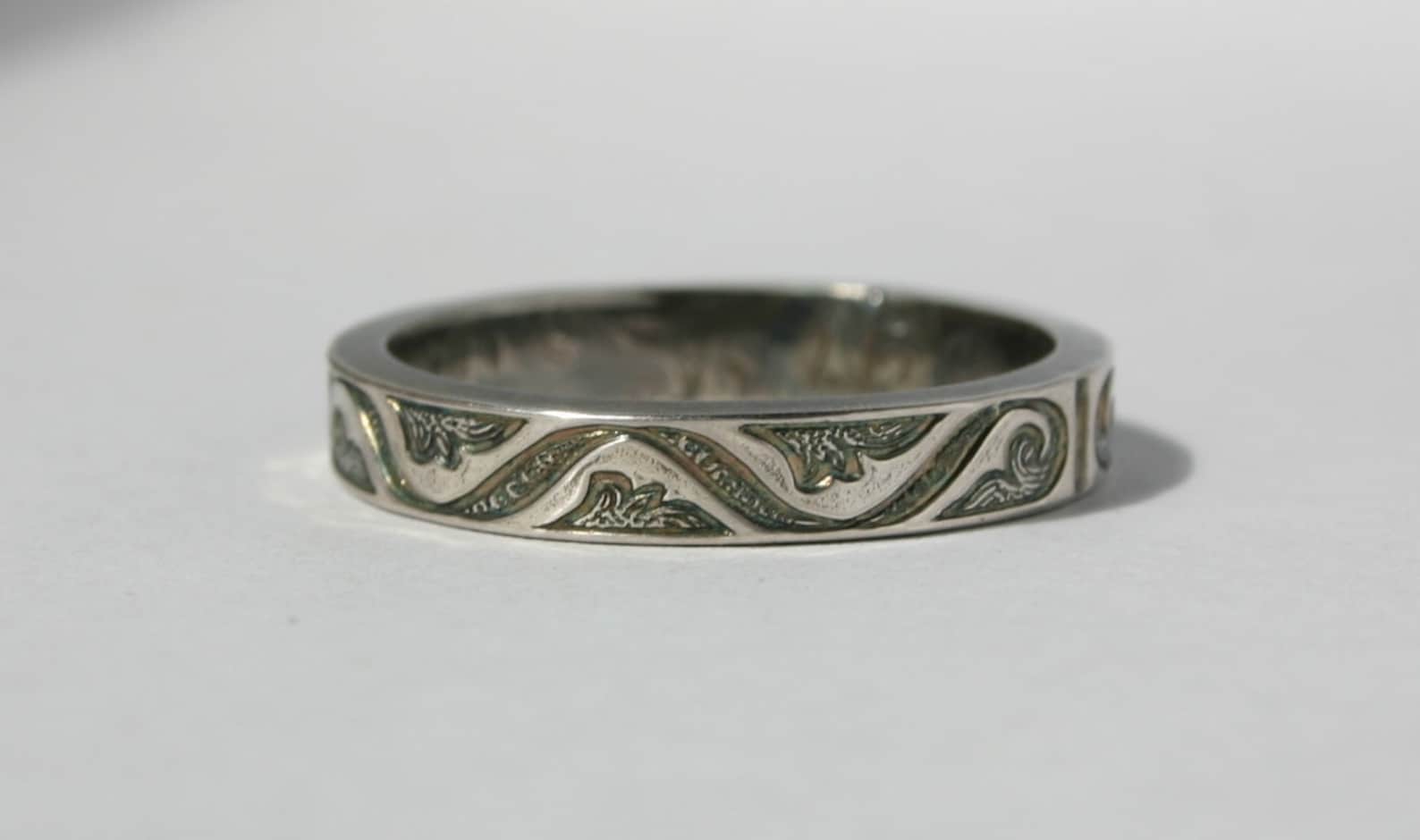Handmade Sterling Silver Wave Pattern Ring - Etsy