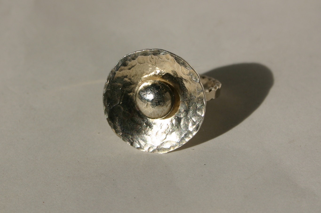 Handmade Hammered Sterling Silver Bowl Ring With Silver Ball - Etsy