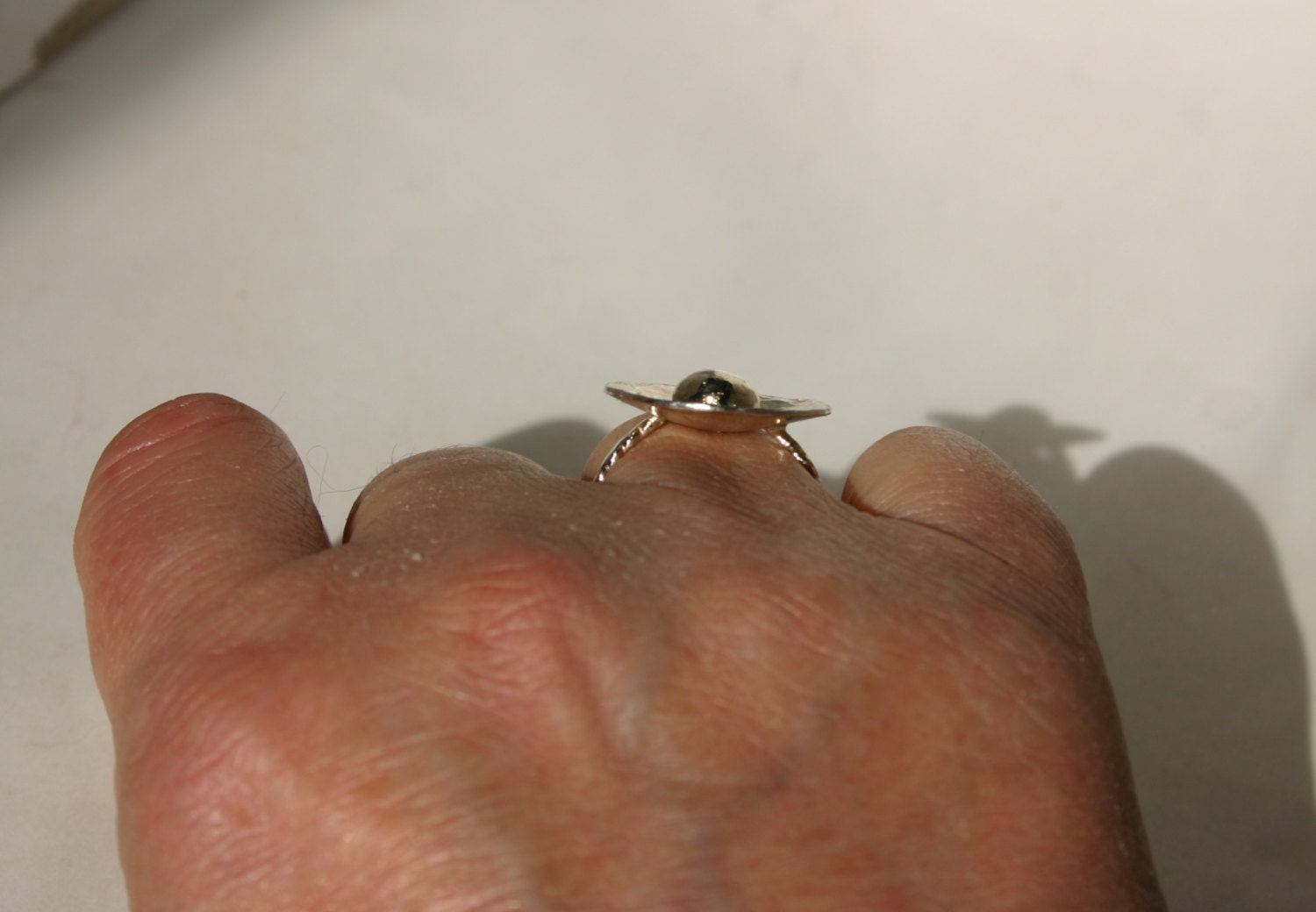 Handmade Hammered Sterling Silver Bowl Ring With Silver Ball - Etsy