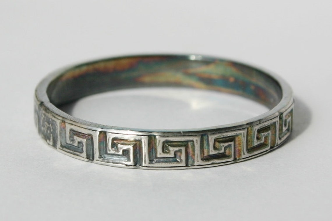 Sterling Silver Greek Key Pattern Spinner Ring Thumb Ring - Etsy