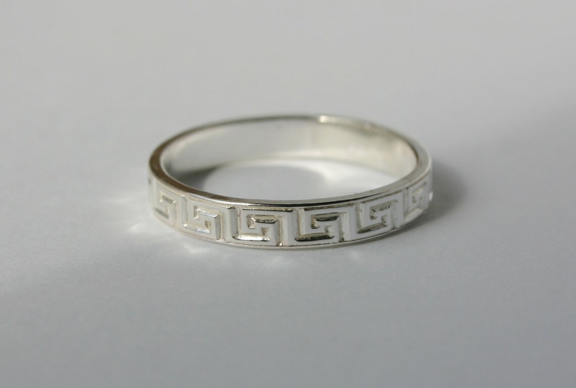 Sterling Silver Greek Key Pattern Spinner Ring Thumb Ring - Etsy