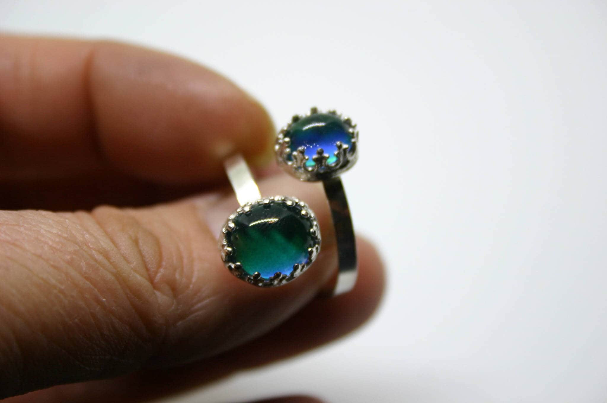 Sterling Silver Double Mood Ring, Double Mood Ring, Mood Rings, Silver ...