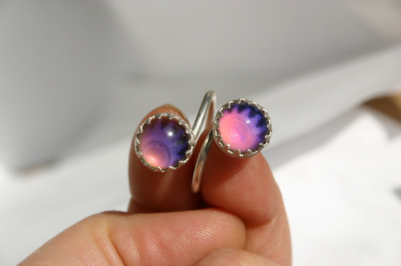 Mood Stone Ring Double Mood Stone Ring - Etsy