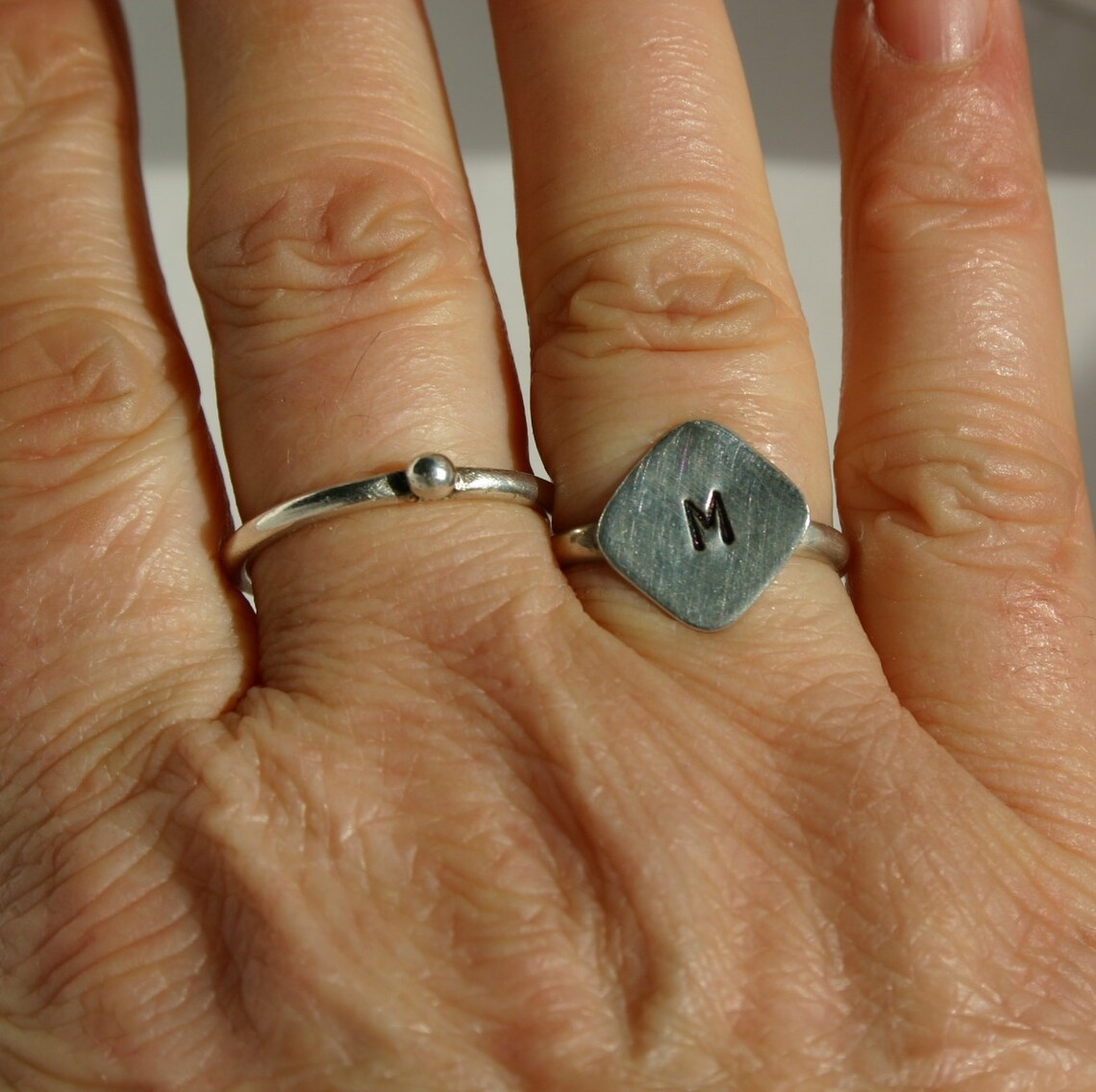Handmade Sterling Silver Letter Ring - Etsy