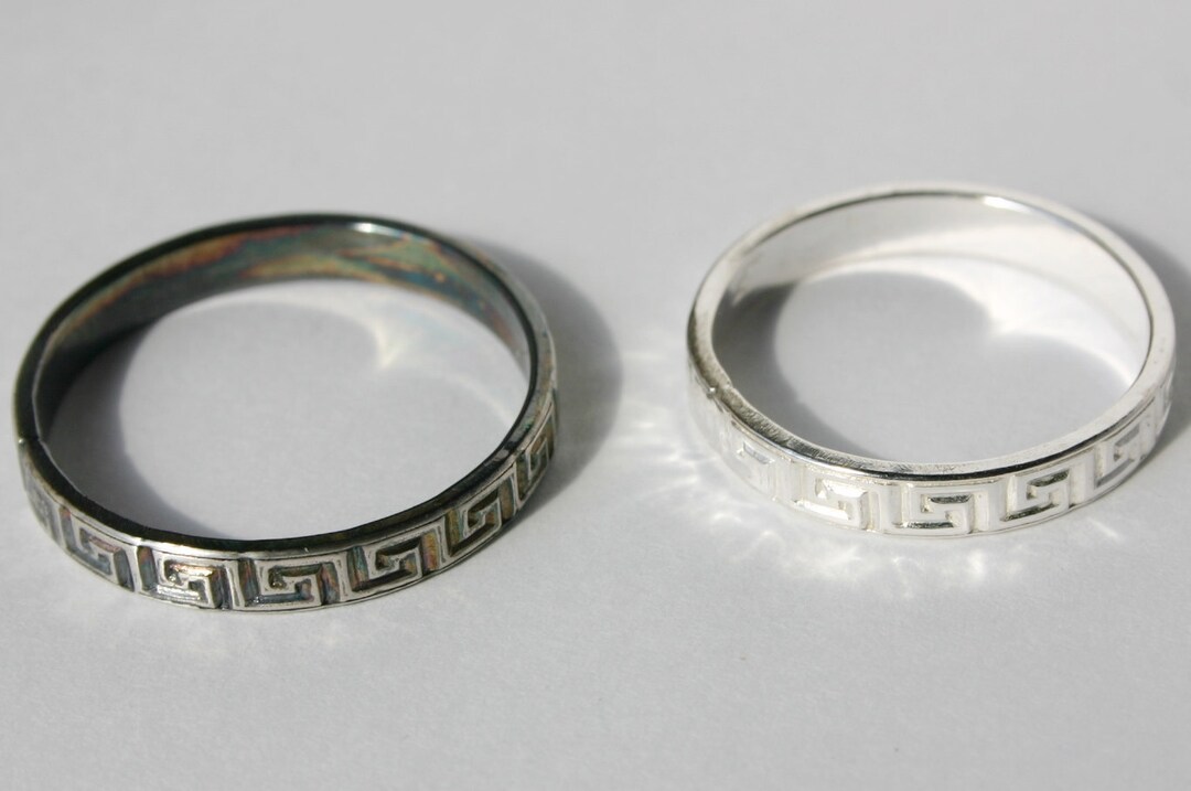 Sterling Silver Greek Key Pattern Spinner Ring, Thumb Ring, Silver ...