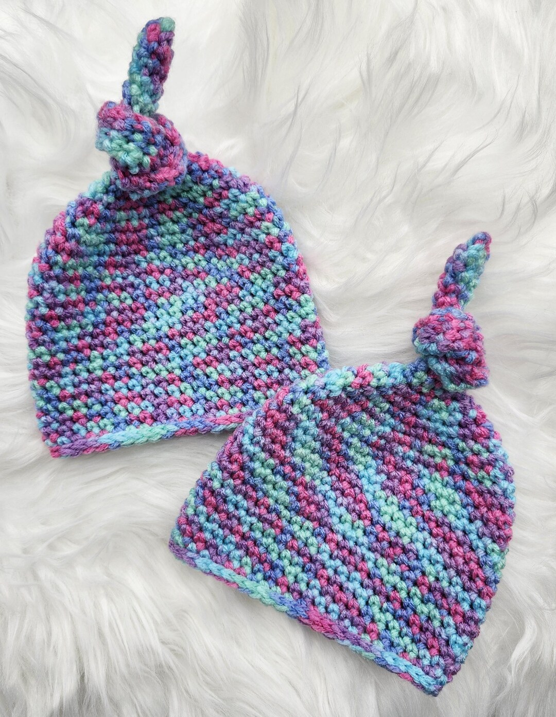 0-3 Month Ready to Ship Crochet Baby Knot Hat Newborn Baby, Top Knot ...
