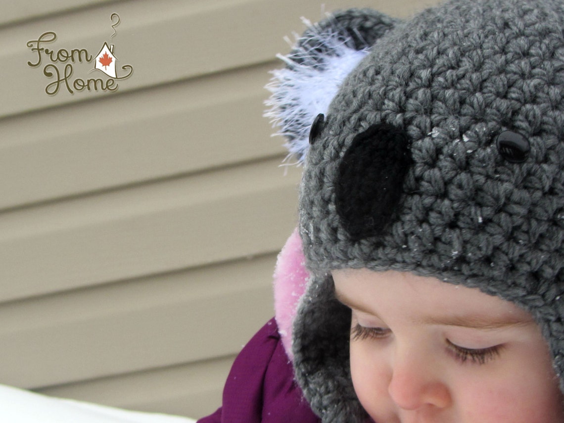 Koala Bear Earflap Hat (made to Order in Sizes Newborn to Large Adult ...
