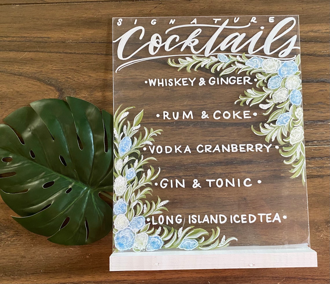 Custom Acrylic Signature Cocktail Sign Personalized Signature - Etsy