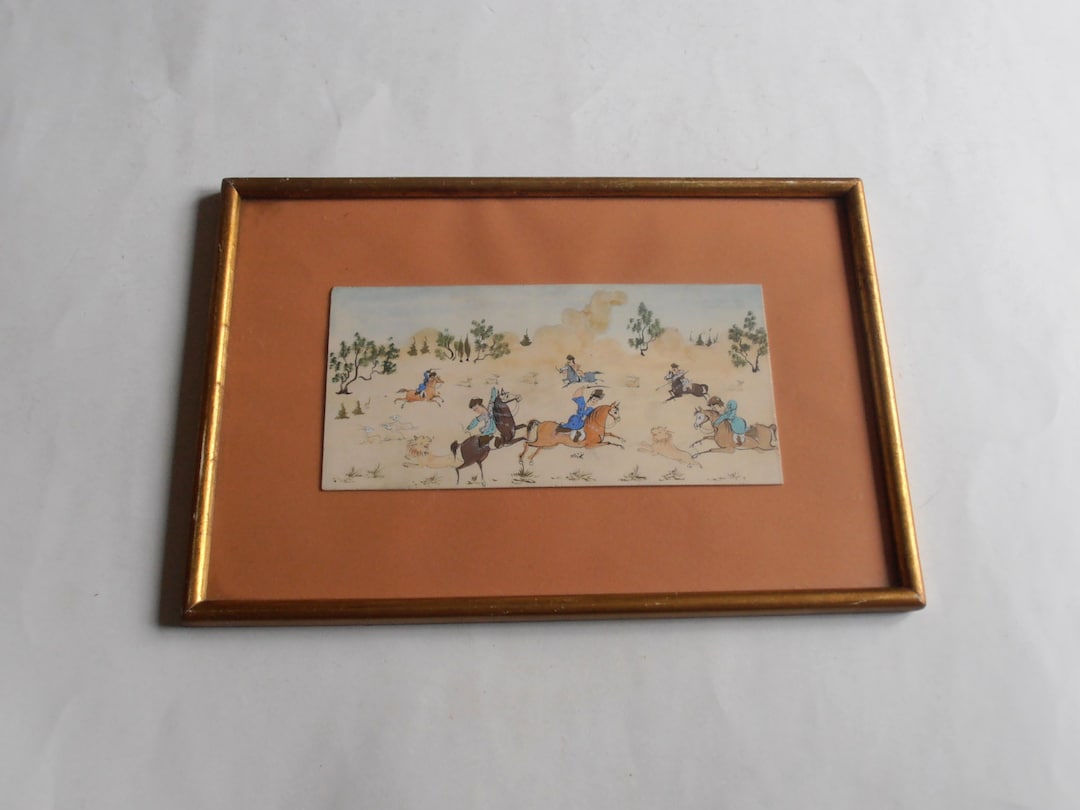 Vintage Miniature Painting Hunting Scene - Etsy