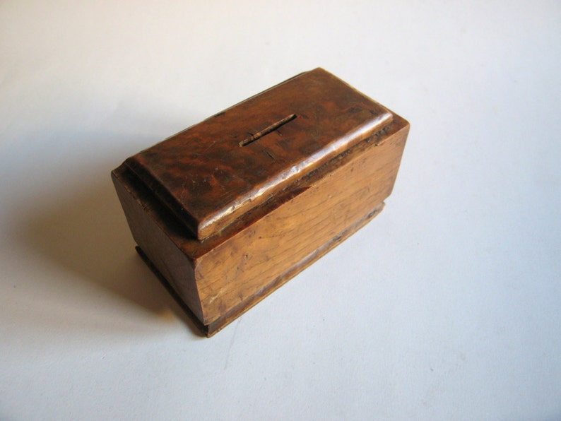 Hand Made Antique Wooden Money Box, Coin Bank - Etsy