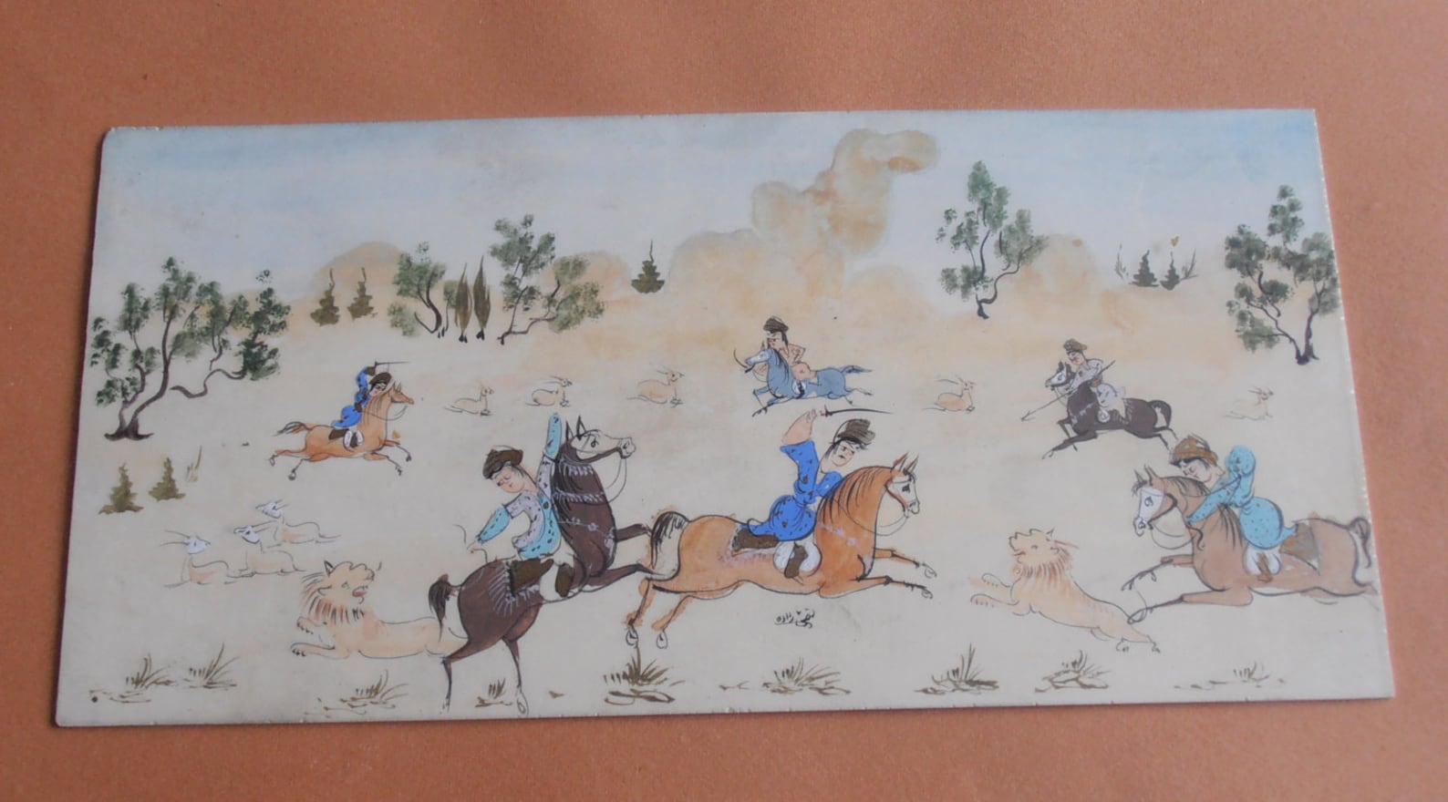 Vintage Miniature Painting Hunting Scene - Etsy
