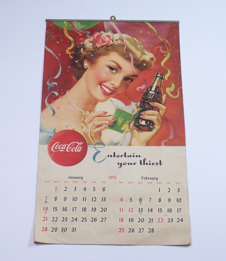 1951 Vintage Original Coca-cola Advertising Calendar Complete - Etsy