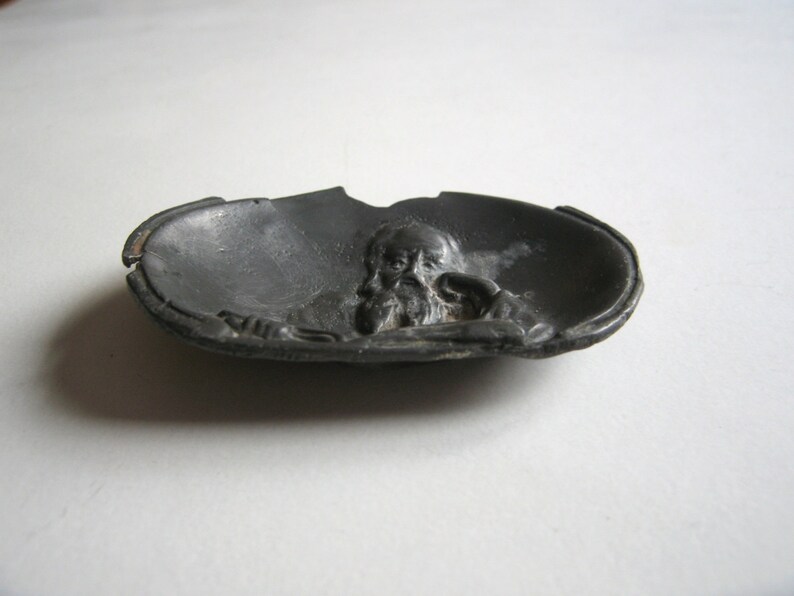 Antique Lead Decorative Plate Old Man Reading a Book - Etsy