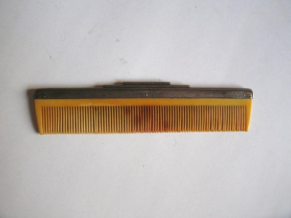 antique German sterling silver hair comb marked 835s … - Gem