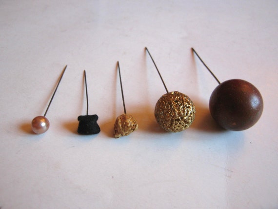 Collection of five antique hatpins | Etsy