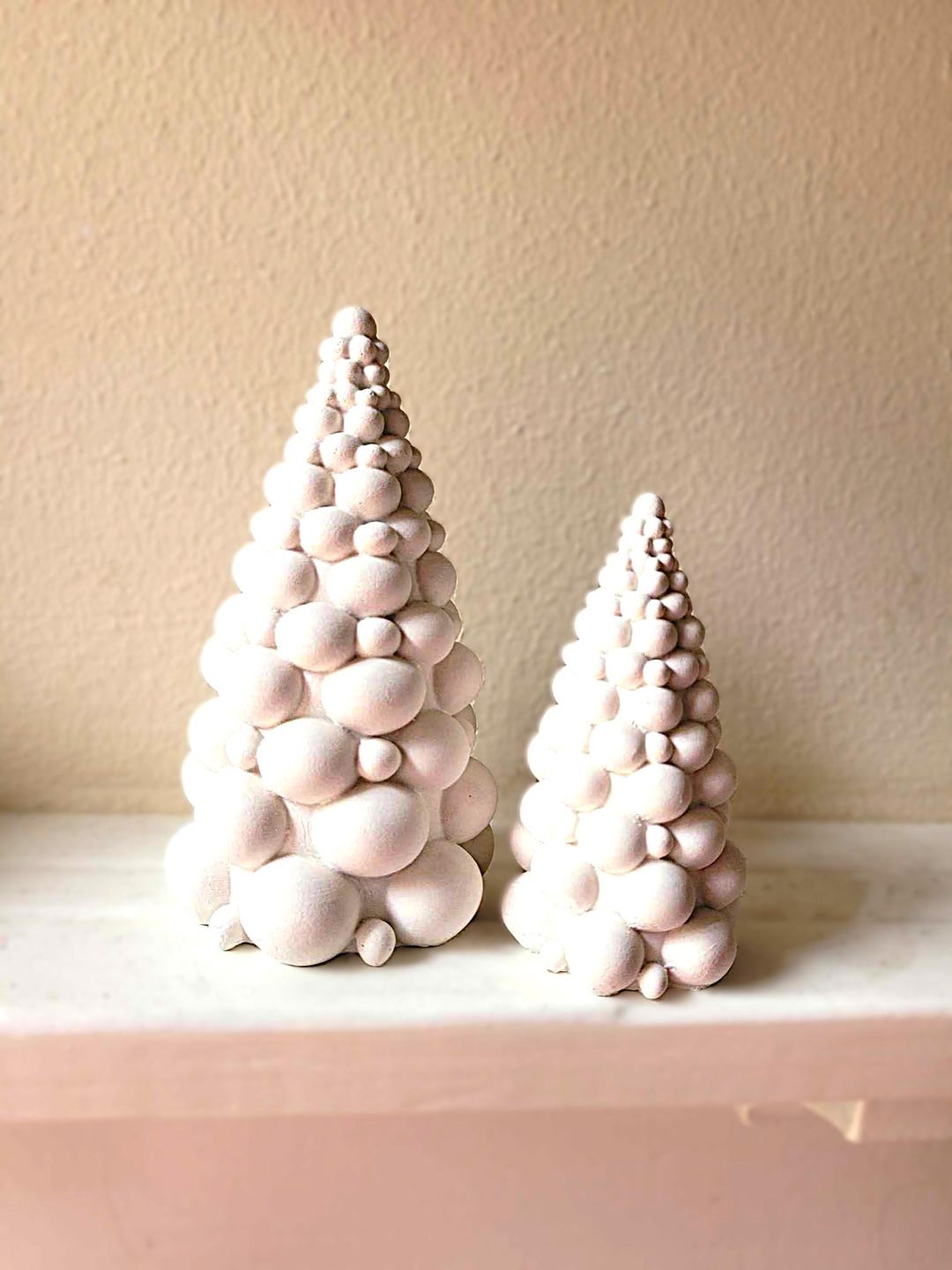 Retro Bubble Christmas Tree Statues: White Holiday Decor (set of 2) - Etsy
