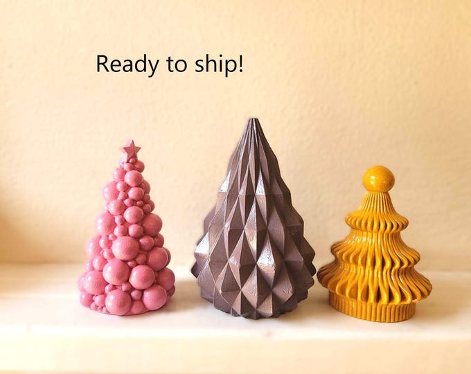 Christmas Trees, Holiday Table Decor, Handmade Christmas Trees, Mustard ...