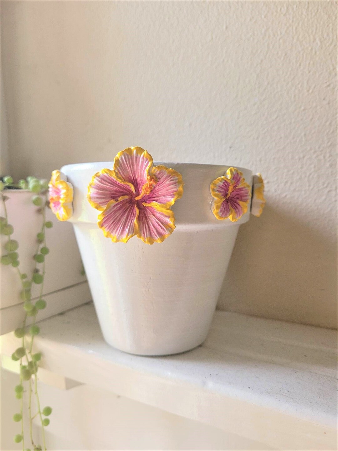 Hibiscus, Flower Pot, Planter, Handmade Planter, Hawaiian Flower Gift ...